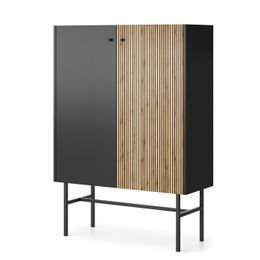 HIGHBOARD Dinley 2T Schwarz, Braun 93,2/131,7/39 cm &ndash; mit langen Beinen und Lamellenfront