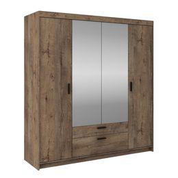 KLEIDERSCHRANK Storicos Eiche Lefkas 176,3/190,5/53 cm - 4T2S Modern mit Schubladen und Spiegel