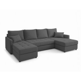 WOHNLANDSCHAFT Dolceo Grau 287/140/73 cm mit Schlaffunktion Bettkasten Design