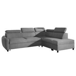 ECKSOFA L Form Olettio Grau 265/205/96 cm Rechts mit Schlaffunktion