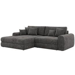 ECKSOFA ARELIA L - Dunkelgrau Schenille grob gewebt - Rechts Seite