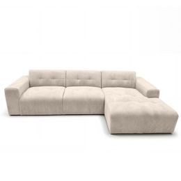 ECKSOFA L Form Corlu Creme 310/165/78 cm &ndash; stilvolle kleine Eckcouch Rechts