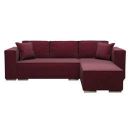 ECKSOFA L Form Vinoria Bordeaux 255/180/82 cm Rechts mit Schlaffunktion