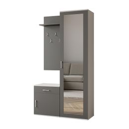 GARDEROBENSCHRANK Magnola Wei&szlig; Grau 100/180,5/35 cm &ndash; Modern, mit Spiegel und viel Stauraum