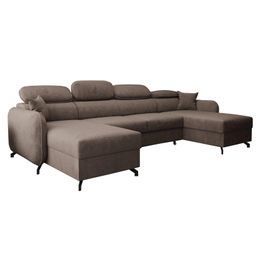 WOHNLANDSCHAFT Ribella 5 Braun 345/180/100 cm mit Schlaffunktion