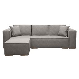 ECKSOFA L Form Vinoria Hellgrau 255/180/82 cm Links mit Schlaffunktion