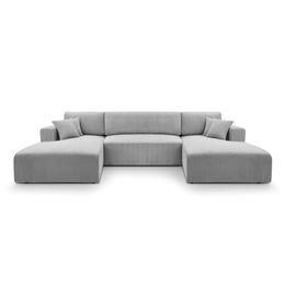 WOHNLANDSCHAFT Catea Hellgrau 364/145/85 cm mit Schlaffunktion