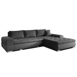 ECKSOFA L Form Sivaso Dunkelgrau 310/210/85 cm &ndash; mit Schlaffunktion und Bettkasten