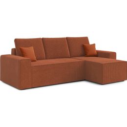 ECKSOFA L Form Talaton Ziegelrot 246/149/87 cm &ndash; mit Schlaffunktion und Bettkasten