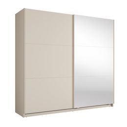 SCHWEBET&Uuml;RENSCHRANK Lunoria 221 cm Beige mit Spiegel - 221/207/60 cm