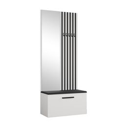 GARDEROBENSCHRANK Rosanno II Wei&szlig; 80,6/204/40 cm &ndash; Modern, mit Spiegel und Kleiderhaken