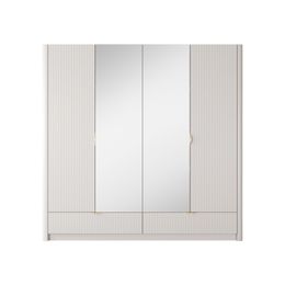 KLEIDERSCHRANK Vespasia 4T 2S Beige 213/208,4/54,6 cm &ndash; Geriffelten Fronten