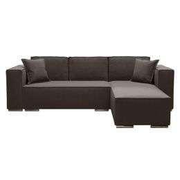 ECKSOFA L Form Vinoria Braun 255/180/82 cm Rechts mit Schlaffunktion