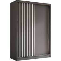 SCHWEBET&Uuml;RENSCHRANK Cabinio Grau Wei&szlig; 150/216/61 cm &ndash; Modern, mit Lamellen