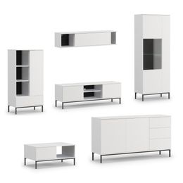 WOHNWAND Queba 2 Wei&szlig; 440/190/60 cm Stilvolles Design Modern