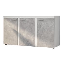 SIDEBOARD Spacoro 3D Wei&szlig;, Beton 148,8/82/40,3 cm &ndash; Wohnzimmer Kommode Modern