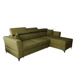 ECKSOFA L Form Ribella Olivgr&uuml;n 265/180/100 cm Rechts mit Schlaffunktion