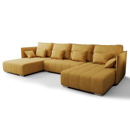 WOHNLANDSCHAFT Florinna Gelb 345/182/87 cm mit Schlaffunktion