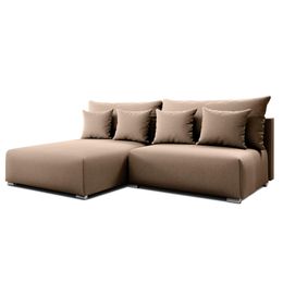 ECKSOFA L Form Ederra Beige Stoff 208/190/91 cm &ndash; gro&szlig;es Sofa mit Schlaffunktion L