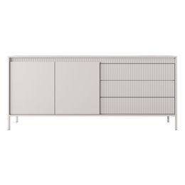 SIDEBOARD Trentinis 2T 3S Beige 187,1/41,4/39,5 cm &ndash; Geriffelten Fronten