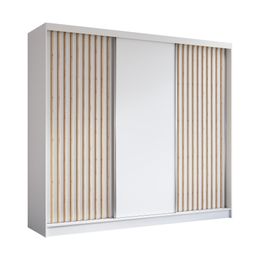 SCHWEBET&Uuml;RENSCHRANK Cabinio Wei&szlig; Eiche Artisan 240/216/61 cm &ndash; Modern, mit Lamellen