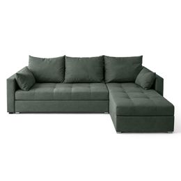 ECKSOFA Universelle L Form Elif Gr&uuml;n 220/140/85 cm stilvolle mit Schlaffunktion