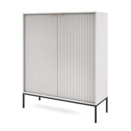 SIDEBOARD Eternas 2T Grau 104/125/39 cm &ndash; schwarze F&uuml;&szlig;e, mit geriffelten Fronten