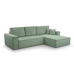 ECKSOFA L Form Cedria Salbeigr&uuml;n 287/145/85 cm mit Schlaffunktion