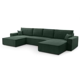WOHNLANDSCHAFT Cedria Gr&uuml;n 389/145/85 cm mit Schlaffunktion