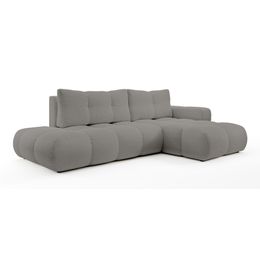 ECKSOFA L Form Hosio Grau 286/177/88 cm Rechts mit Schlaffunktion