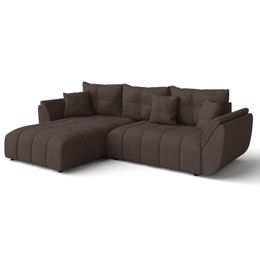 ECKSOFA L Form Verciani Braun 280/190/91 cm mit Schlaffunktion