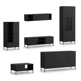 WOHNWAND Queba 2 Schwarz 440/190/60 cm Stilvolles Design Modern