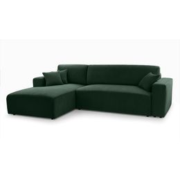 ECKSOFA L Form Catea Dunkelgr&uuml;n 279/145/84 cm Links mit Schlaffunktion
