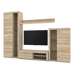 WOHNWAND Spacoro Sonoma Eiche 270/190/41 cm Wohnwand Modern ohne LED