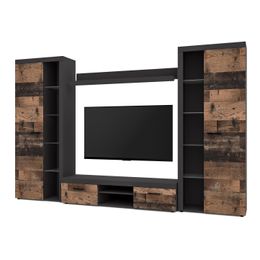 WOHNWAND Spacoro XL Matera, Oldwood 300/190/40 cm Viel Stauraum ohne LED