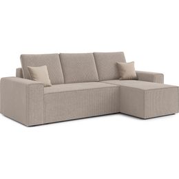 ECKSOFA L Form Talaton Creme 246/149/87 cm &ndash; mit Schlaffunktion und Bettkasten