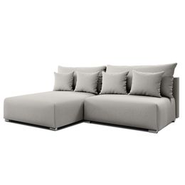 ECKSOFA L Form Ederra Hellgrau 208/190/91 cm &ndash; gro&szlig;es Sofa mit Schlaffunktion L