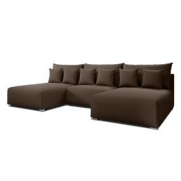 WOHNLANDSCHAFT Ederra U Braun Stoff 300/190/91 cm &ndash; gro&szlig;es Sofa mit Schlaffunktion