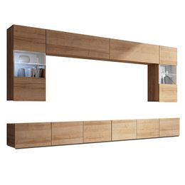 WOHNWAND Kossana 1 Modern Goldene Eiche 300/154/43 cm Stilvoll