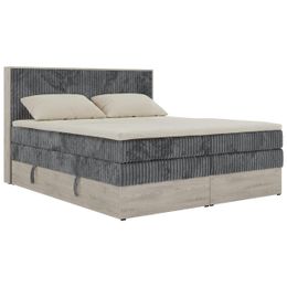 BOXSPRINGBETT NORDIC KING 160/200 - Grau Cord - Topper Visco - H3