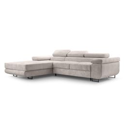ECKSOFA L Form Arborio Zartwei&szlig; 280/203/90 cm Links mit Schlaffunktion