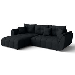 ECKSOFA L Form Verciani Schwarz 280/190/91 cm mit Schlaffunktion