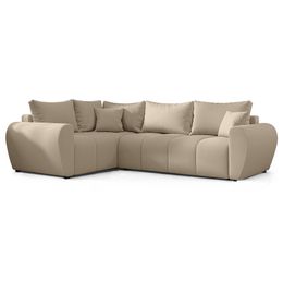 ECKSOFA L Form Malatya MAX Hellbraun 246/145/80 cm stilvolle mit Schlaffunktion L
