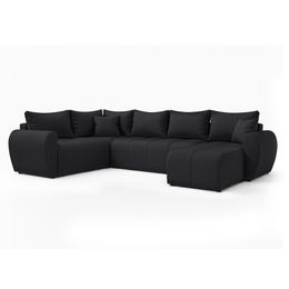 WOHNLANDSCHAFT Malatya U Form MAX Schwarz 311/145/80 cm mit Schlaffunktion