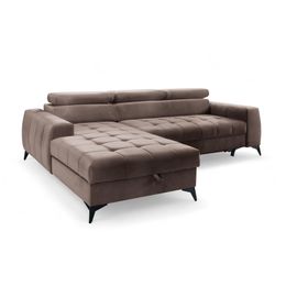 ECKSOFA L Form Arkucio Mini Braun 260/200/95 cm Links mit Schlaffunktion