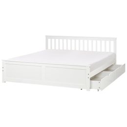Beliani BETT mit Schubladen 180x200 cm Wei&szlig; Olendon