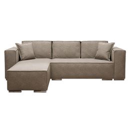 ECKSOFA L Form Vinoria Beige 255/180/82 cm Links mit Schlaffunktion