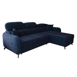 ECKSOFA L Form Ribella 5 Blau 265/180/100 cm Rechts mit Schlaffunktion