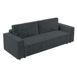 BIGSOFA Aydin Sofa Grau 238/94/85 cm Cord mit Schlaffunktion Bettkasten