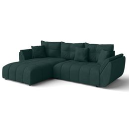 ECKSOFA L Form Verciani Gr&uuml;n 280/190/91 cm mit Schlaffunktion